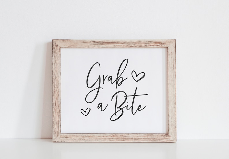Food Table Sign Grab a Bite Buffet Table Sign Black and - Etsy Australia