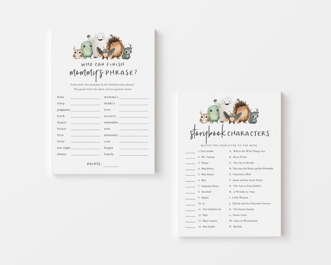 Cryptid Baby Shower Game Bundle | Bigfoot Baby Shower Games | Printable ...