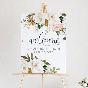 Rustic Baby Shower Welcome Sign - Magnolia Baby Shower Decor - Custom ...