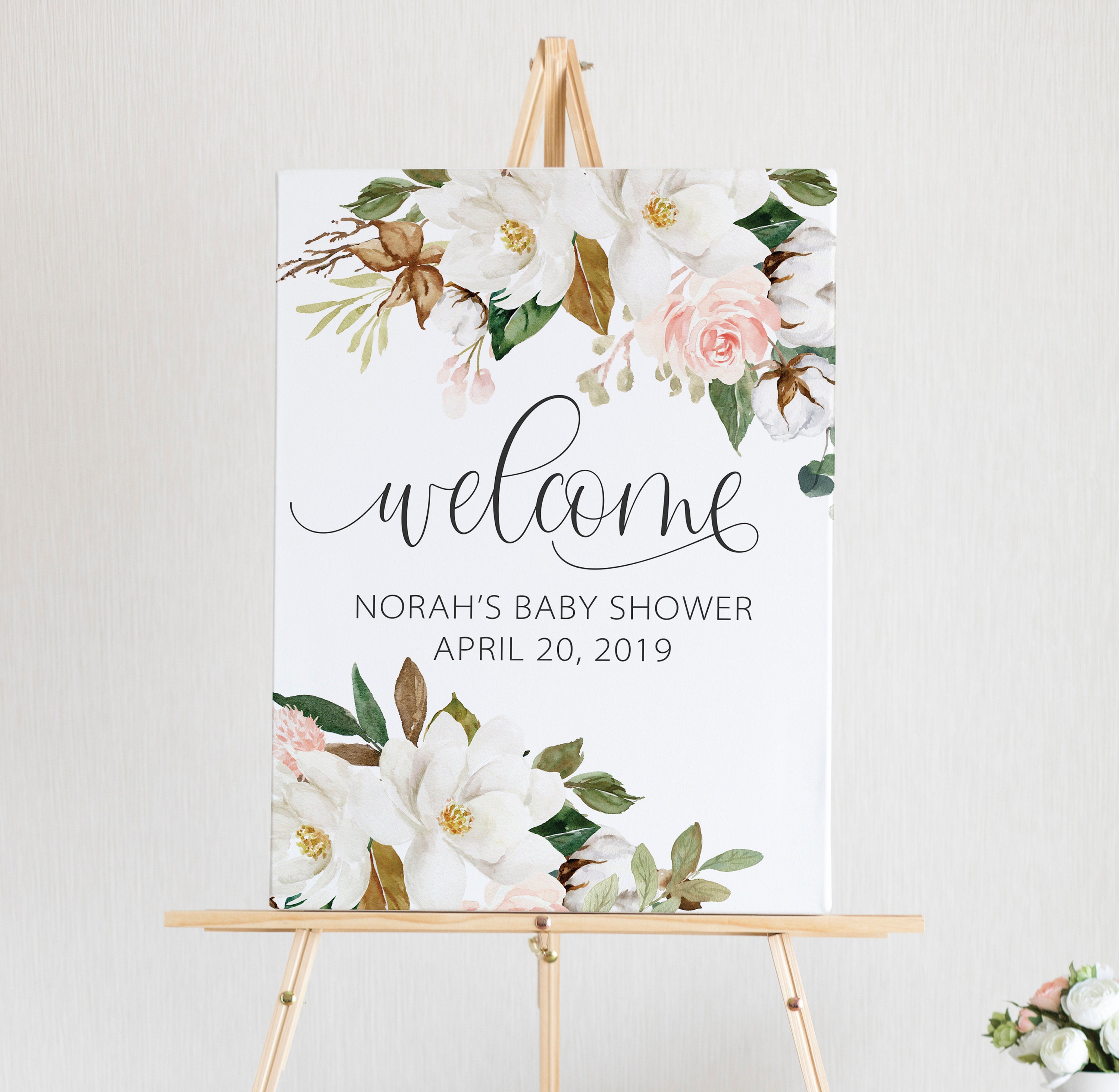Rustic Baby Shower Welcome Sign Magnolia Baby Shower Decor - Etsy Canada