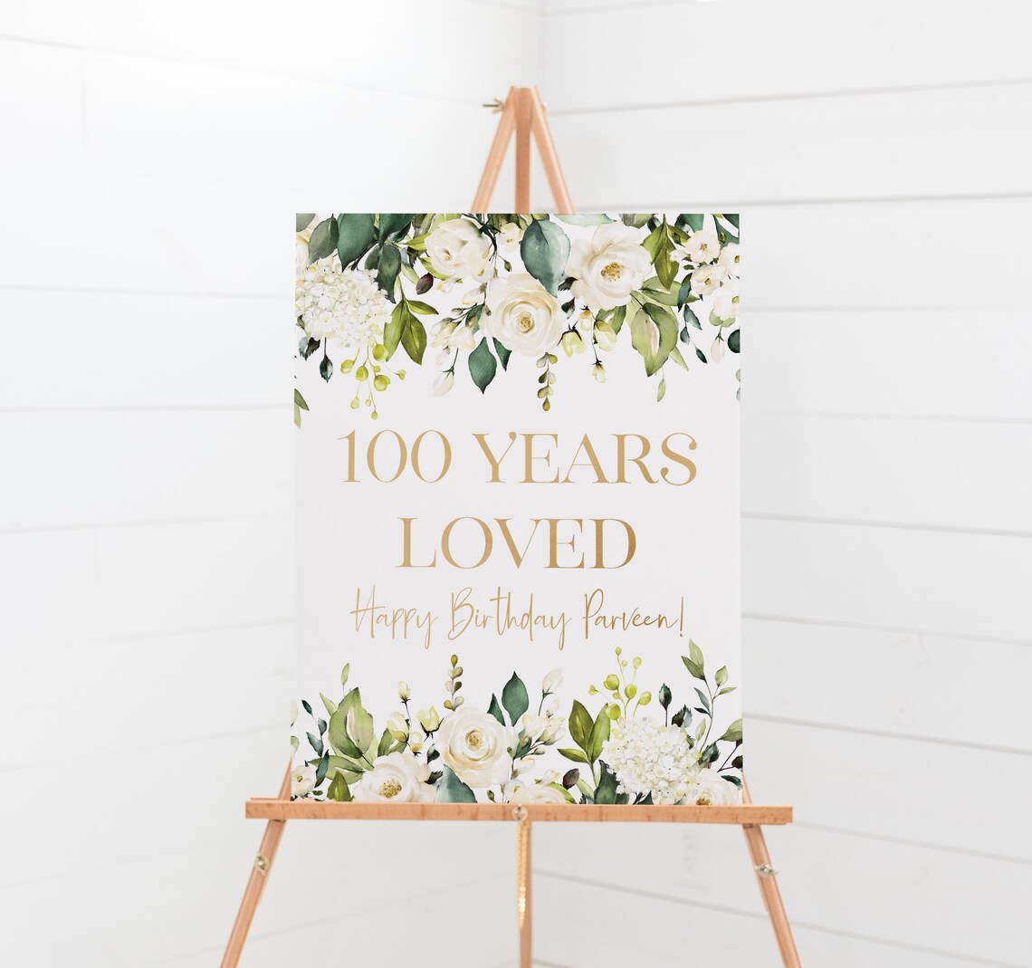 100th Birthday Party Welcome Sign Printable 100 Years Loved - Etsy
