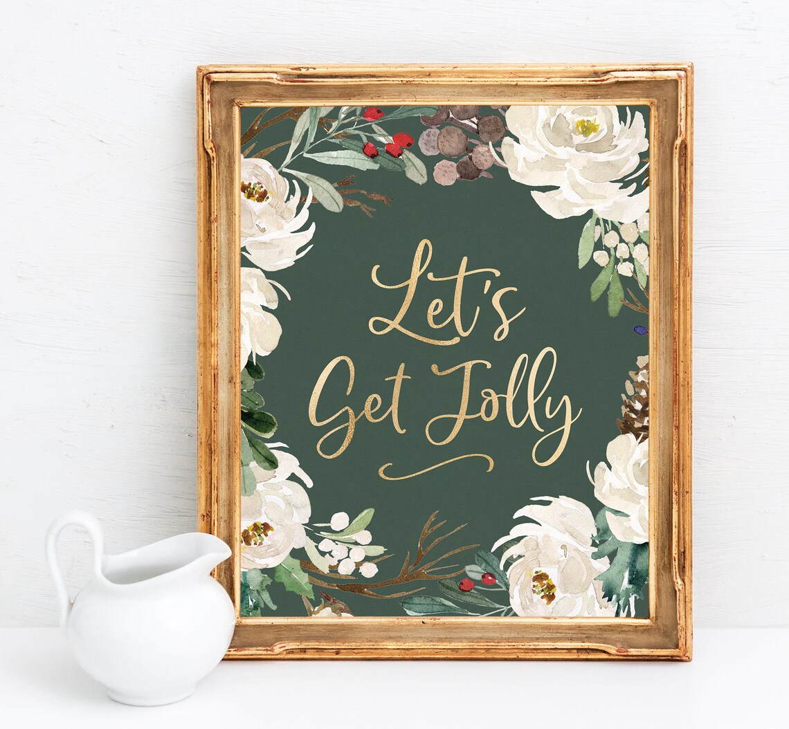 Let's Get Jolly Sign Printable Christmas Party Decor - Etsy