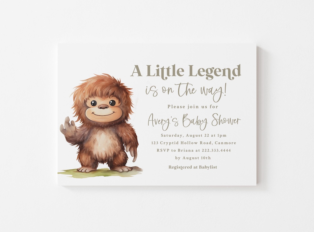 Bigfoot Baby Shower Invite | Sasquatch Themed Baby Shower | Printable ...