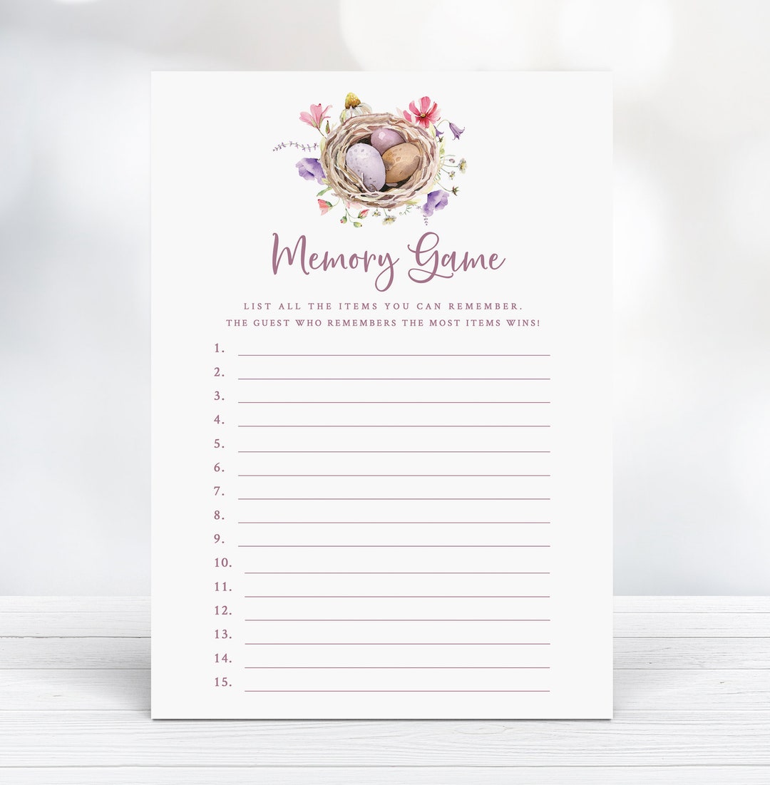 Ready to Hatch Baby Shower - Printable Memory Game Answer Sheet - Bird Themed Baby Shower Memory ...