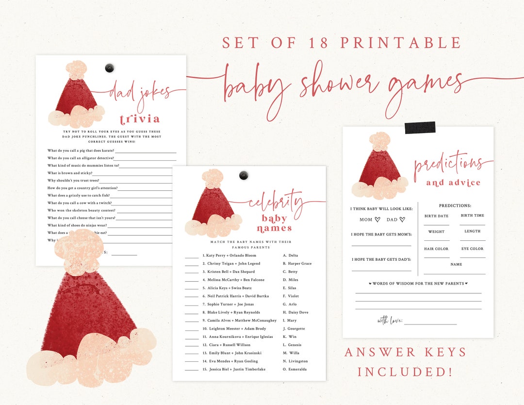 Christmas Baby Shower Game Package - Set of 18 Printable Baby Shower ...