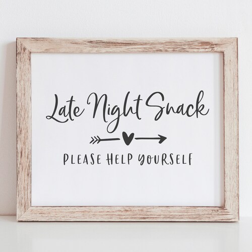 Late Night Snack Sign Late Night Snack Printable Black and - Etsy