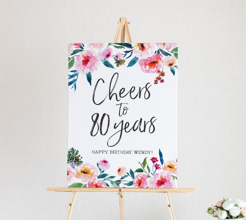 Cheers to 80 Years Sign 80th Birthday Sign 80th Birthday - Etsy Canada