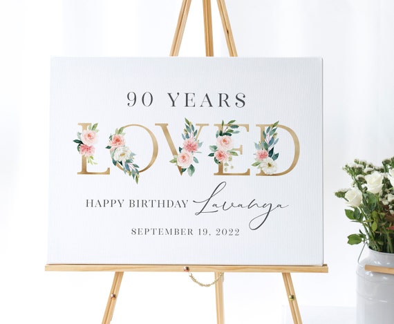 90th Birthday Party Welcome Sign Printable 90 Years Loved - Etsy