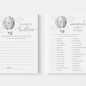 Blue Hot Air Balloon Baby Shower Game Bundle - 25 Printable Games ...
