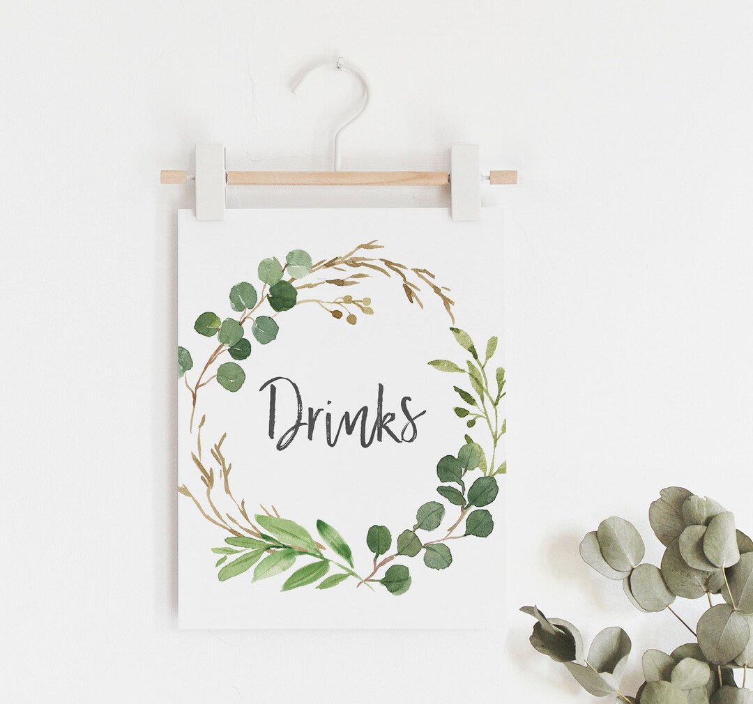 Drinks Sign - Green Rustic Baby Shower Decorations - Drink Station Sign ...
