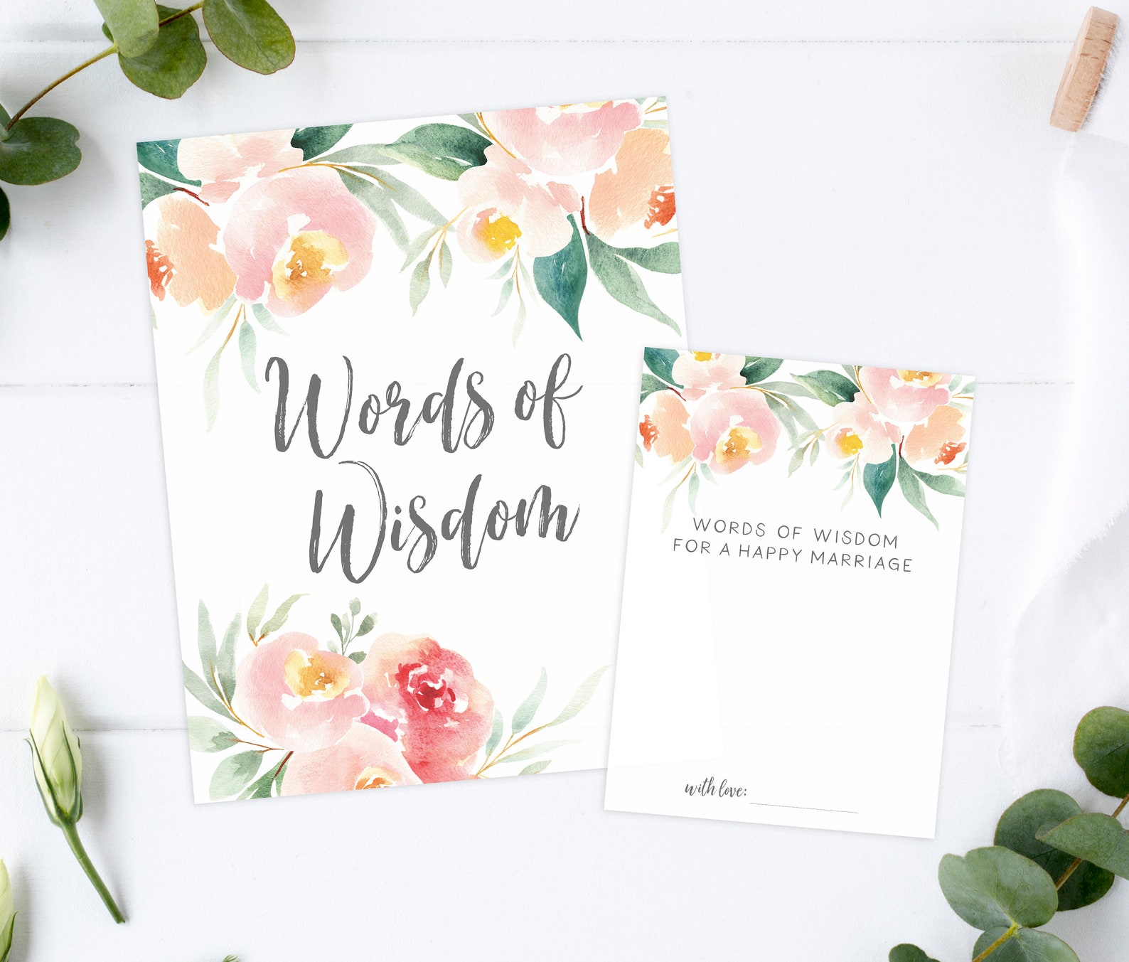 Words of Wisdom Sign and Advice Cards Bridal Shower Advice - Etsy