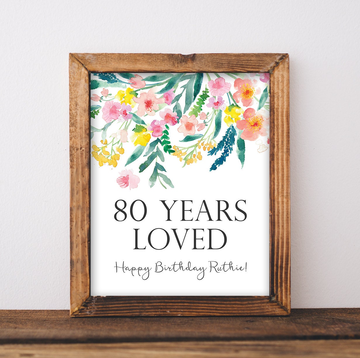80th Birthday Sign 80 Years Loved Sign Custom Birthday | Etsy