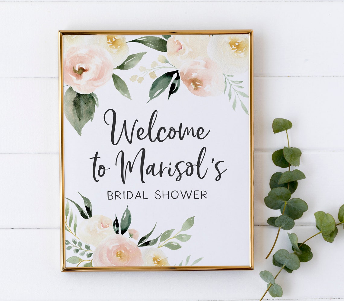 Custom Printable Easel Welcome Sign - Blush Bridal Shower Decorations ...