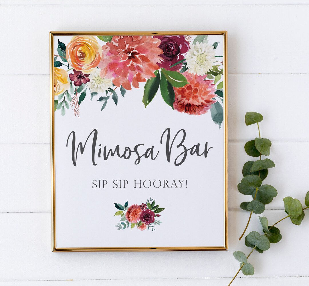 Fall Mimosa Bar Sign - Fall in Love Bridal Shower Decorations - Autumn ...