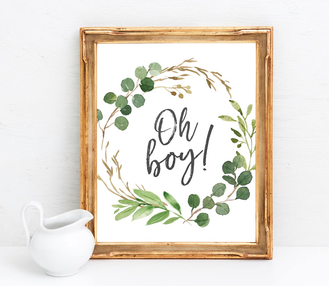 Oh Boy Baby Shower Decor - Oh Boy Baby Shower Sign - Greenery Baby ...