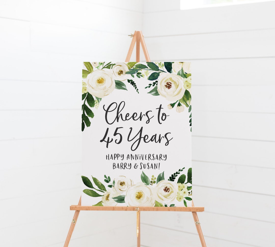 Anniversary Party Welcome Sign - Happy Anniversary Sign - Greenery ...