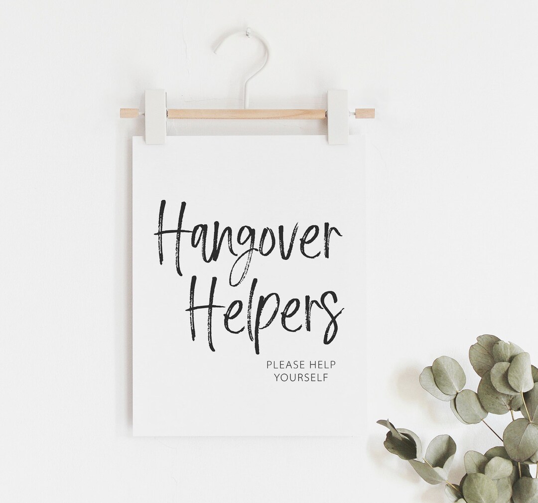 Hangover Helpers Sign - Bachelorette Hangover Kits Sign - Wedding ...