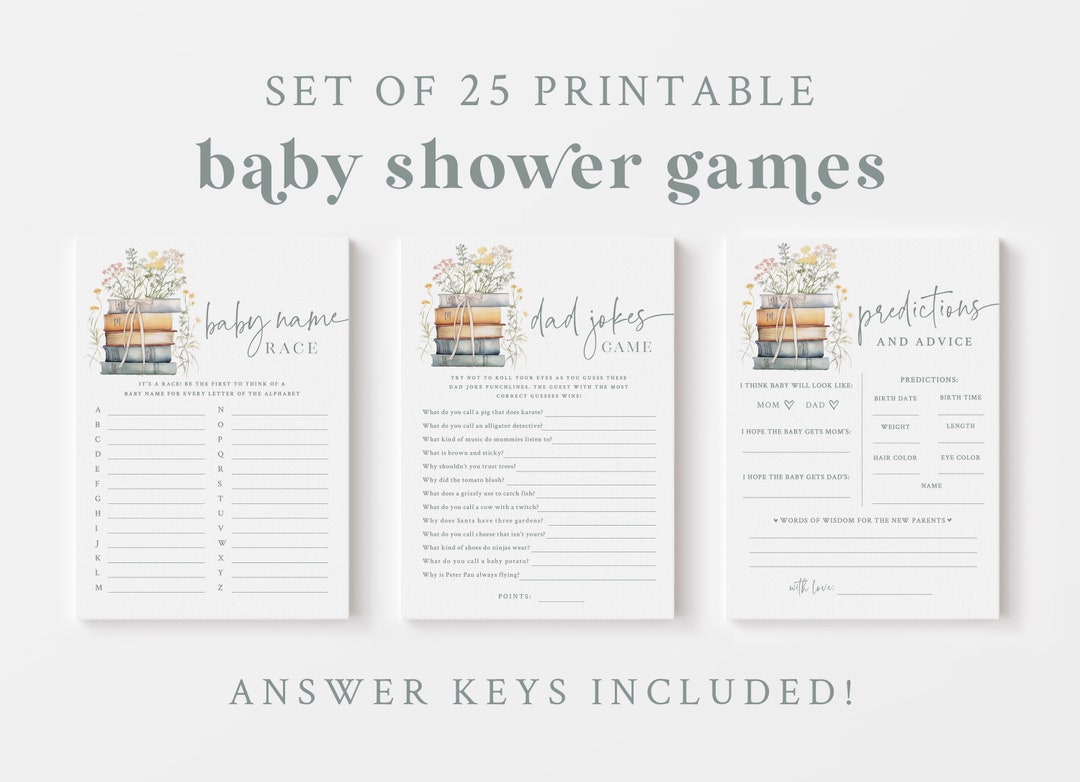 Book Themed Baby Shower Game Bundle - 25 Printable Games & Activities ...