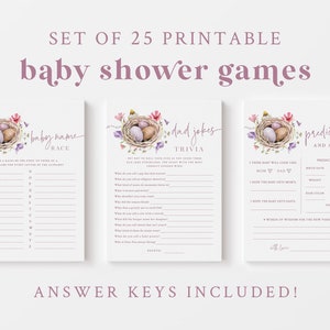 Birds Nest Baby Shower Game Bundle - Set of 25 Printable Games ...