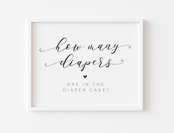 Diaper Cake Guessing Game Sign Baby Shower Diaper Guessing | Etsy