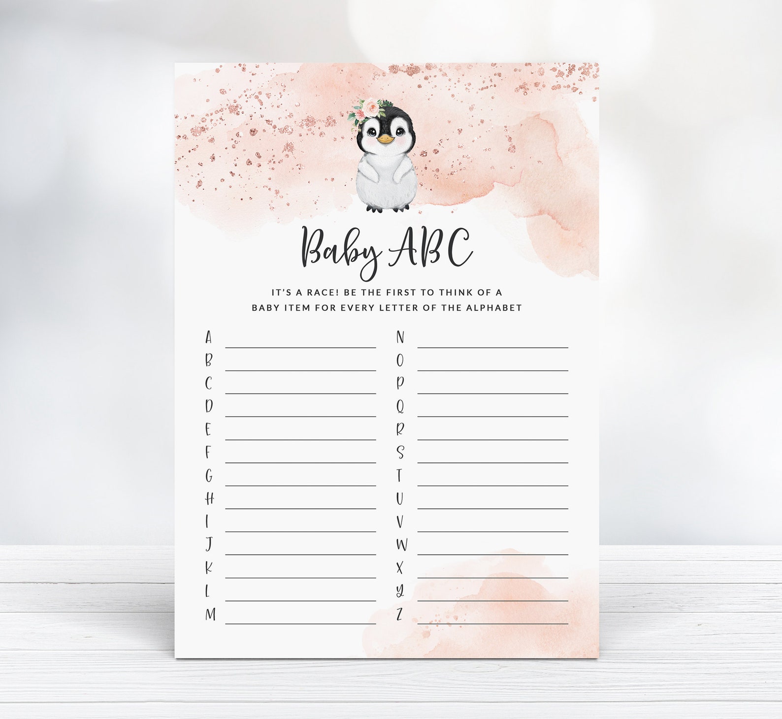 Winter Animals Baby Shower Game - Printable Baby ABC Race Game ...