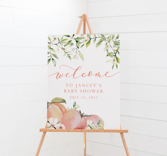 Peach Baby Shower Welcome Sign Printable Sweet as a Peach - Etsy