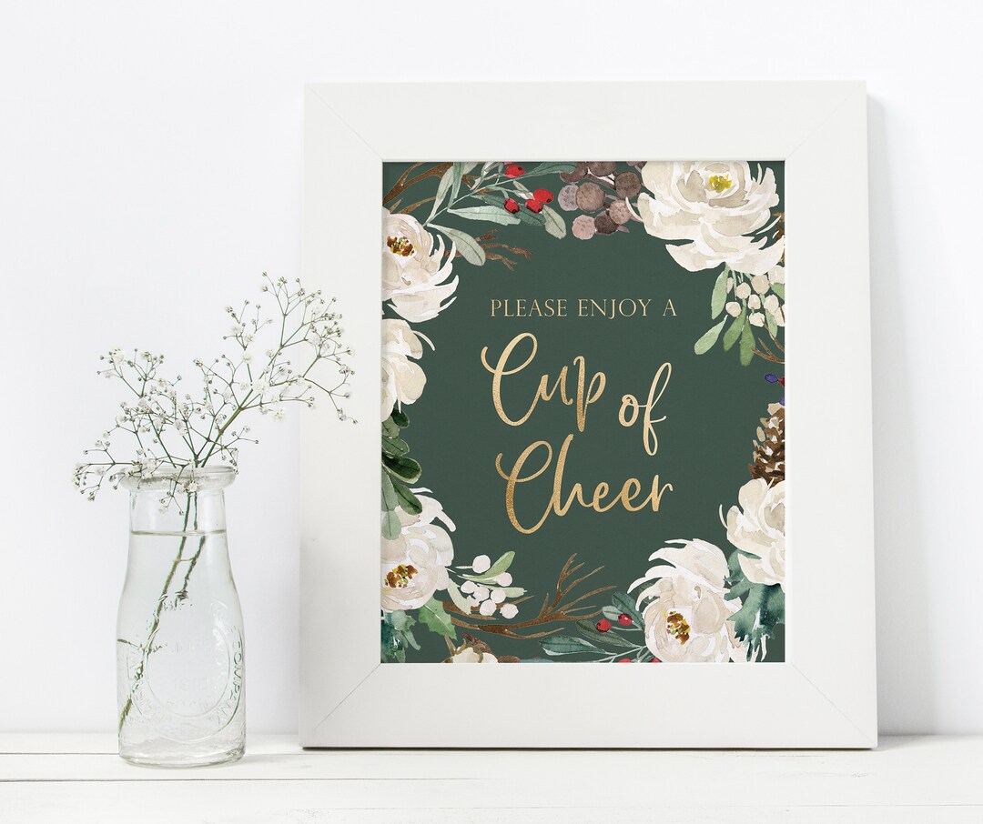 Cup of Cheer Printable Sign - Christmas Party Bar Sign - Holiday Party ...