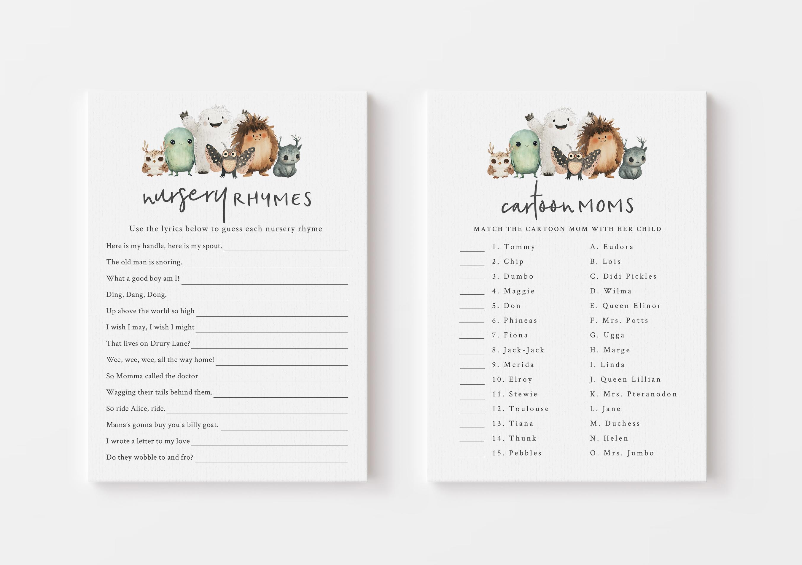 Cryptid Baby Shower Game Bundle | Bigfoot Baby Shower Games | Printable ...