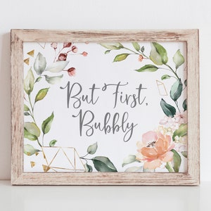 But First Bubbly Sign - Bridal Shower Bubbly Bar Sign - Geometric ...