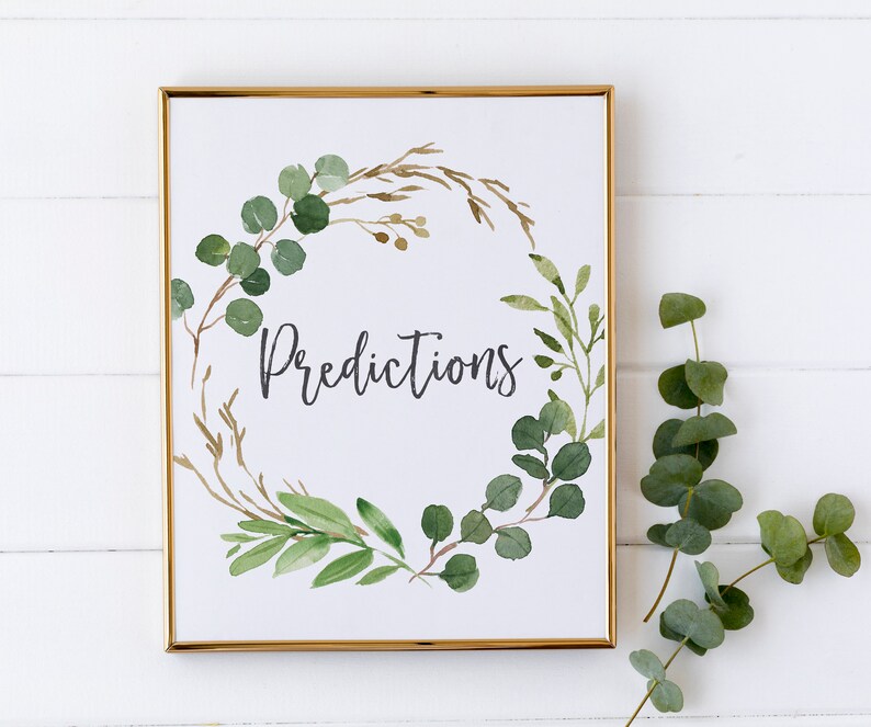 Baby Shower Predictions Sign - Baby Shower Activity Table Signage ...
