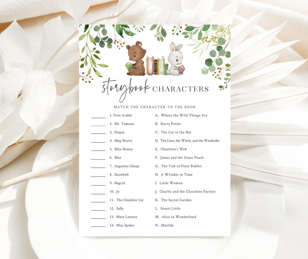 Storybook Characters Baby Shower Game - Forest Animals Baby Shower ...