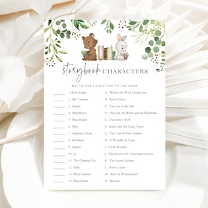 Storybook Characters Baby Shower Game - Forest Animals Baby Shower ...