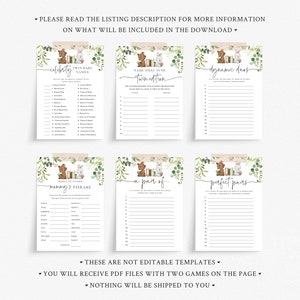 Twin Baby Shower Games - Woodland Animals Book Themed Twin Baby Games ...