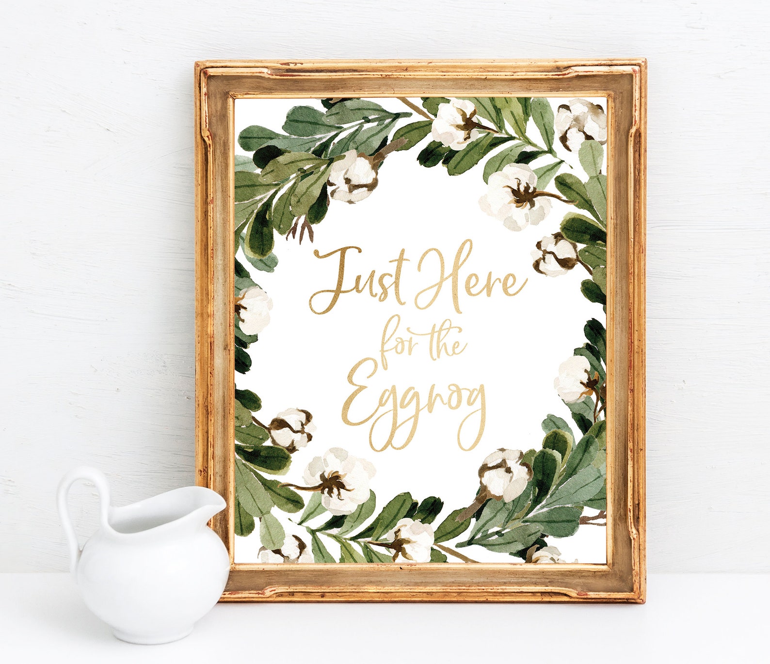 Just Here for the Eggnog Printable Sign - Christmas Party Eggnog Sign ...
