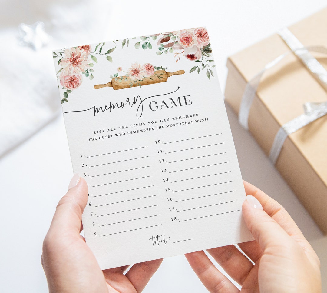 Bridal Shower Memory Game Card - Printable Memory Game Answer Sheet ...