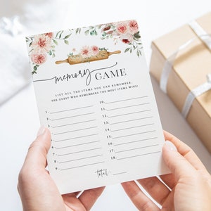 Bridal Shower Memory Game Card - Printable Memory Game Answer Sheet ...