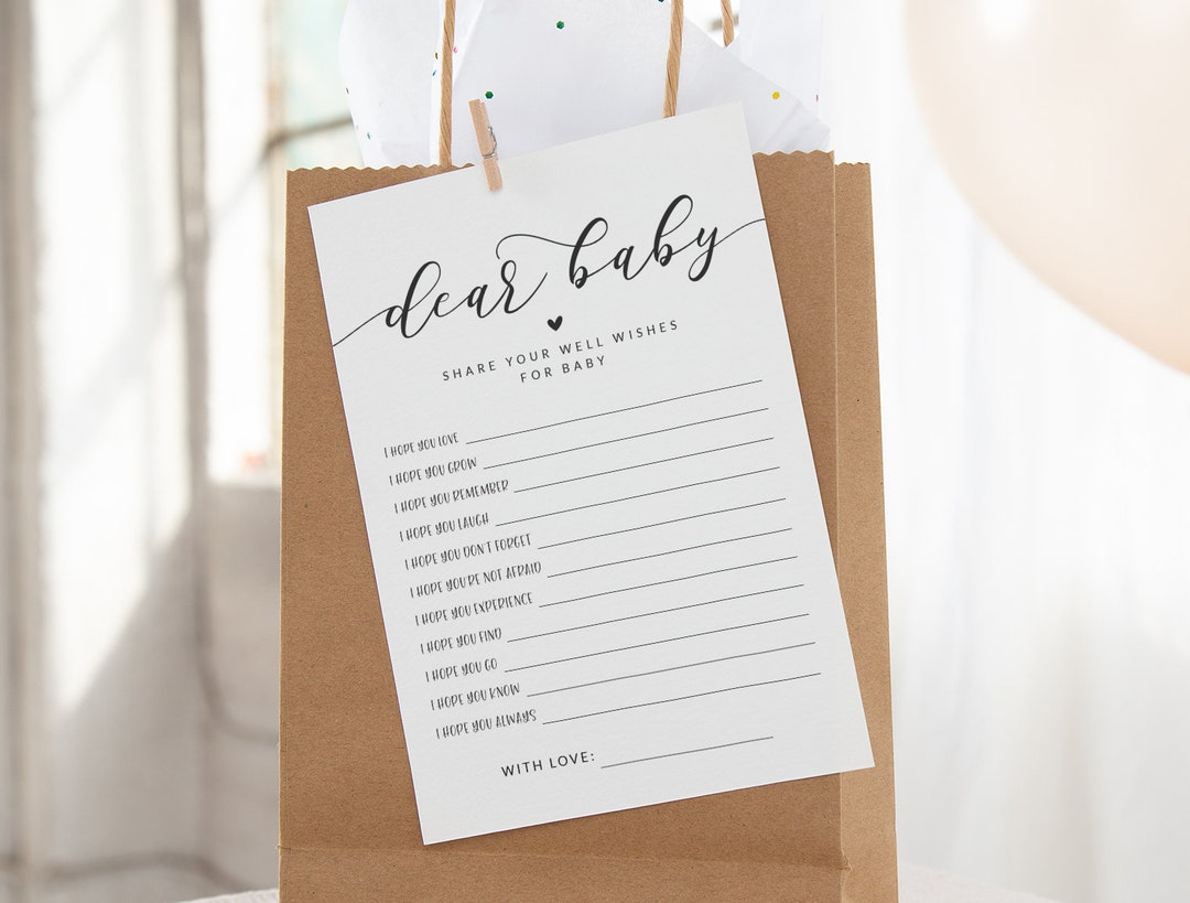 Dear Baby Printable - Wishes for Baby Activity - Modern Minimalist Baby ...
