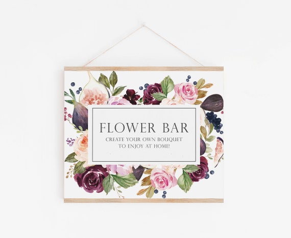 Flower Bar Sign Bridal Shower Flower Favors Printable Make - Etsy