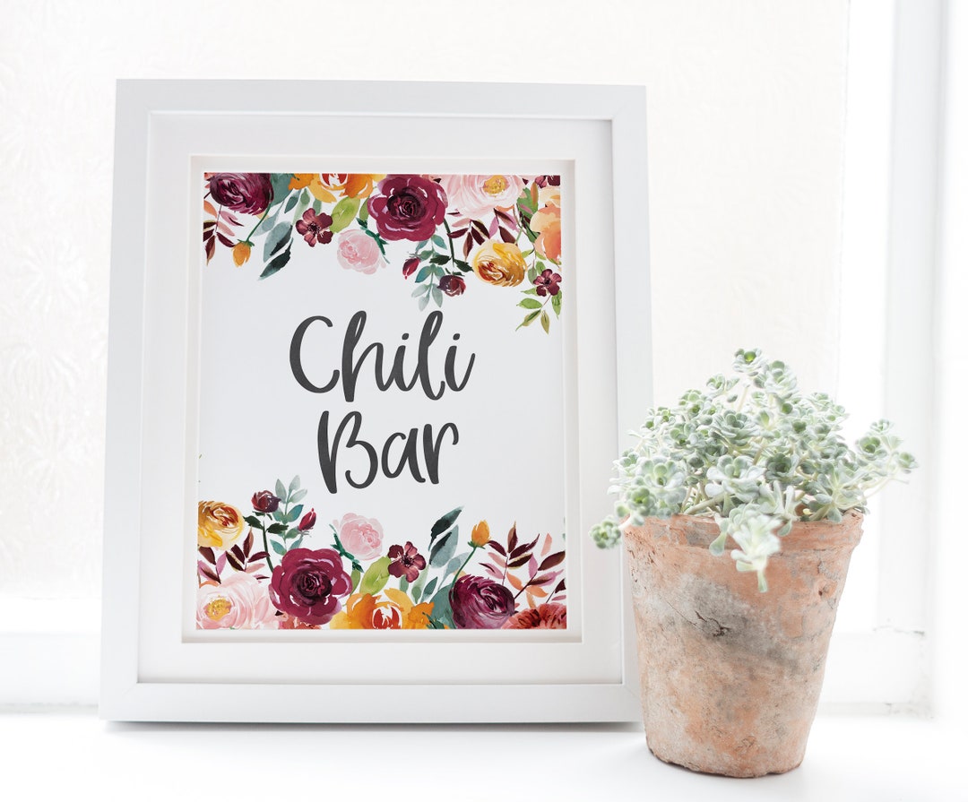 Fall Chili Bar Printable Sign - Fall Baby Shower Decorations - Autumn ...