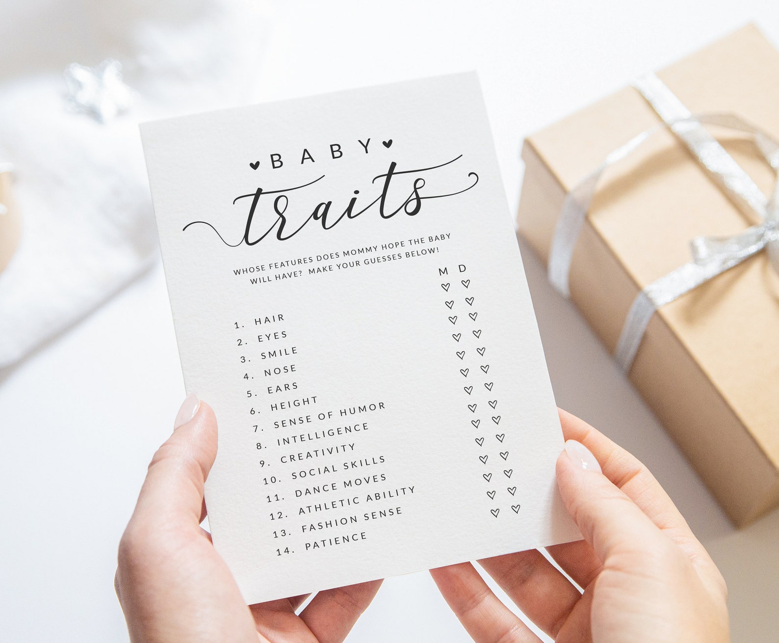 Baby Traits Quiz Game Rustic Greenery Baby Shower Printable | Etsy