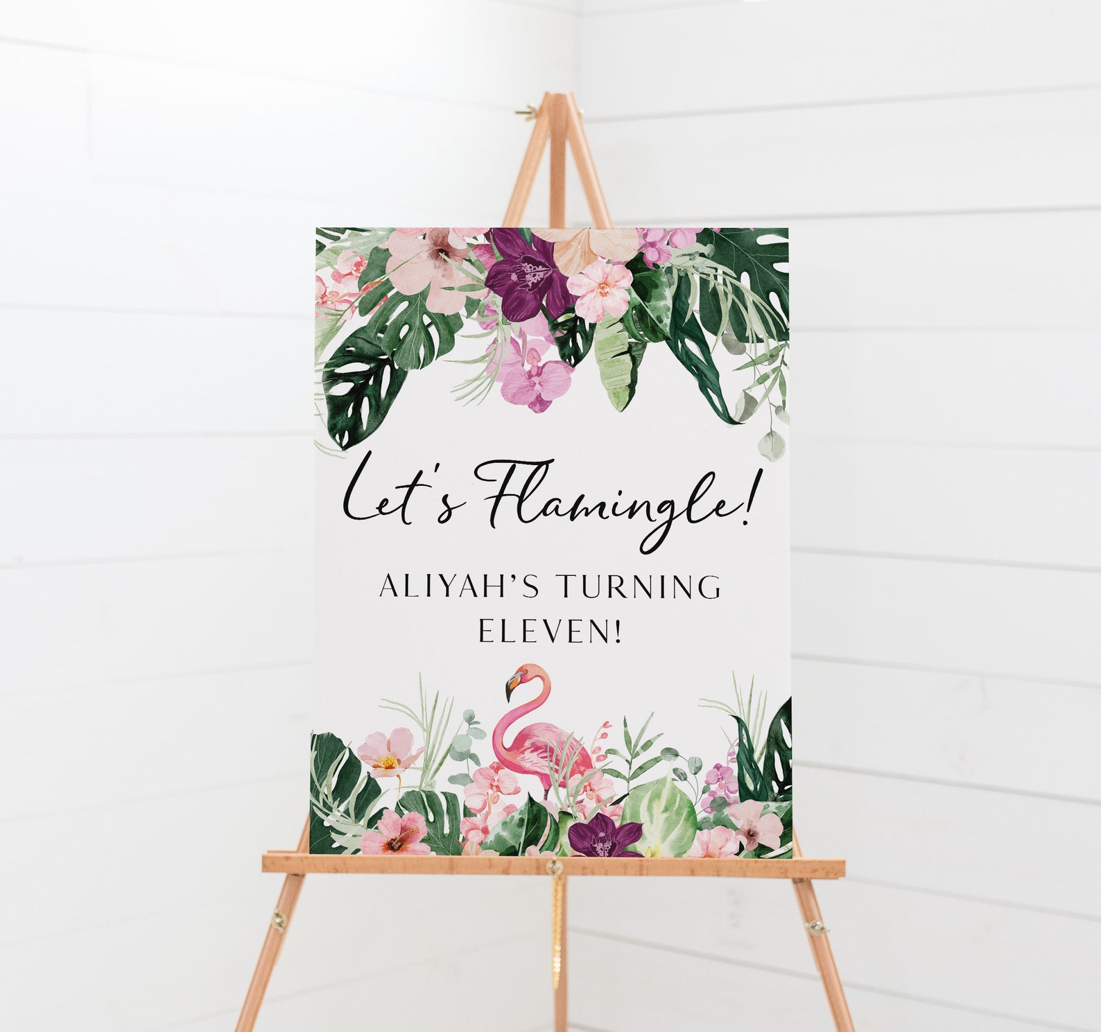 Flamingo Birthday Party Welcome Sign Printable Tropical - Etsy