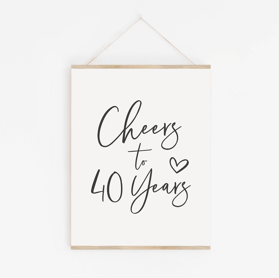 Cheers to 40 Years Sign - 40th Anniversary Sign - 40th Anniversary ...