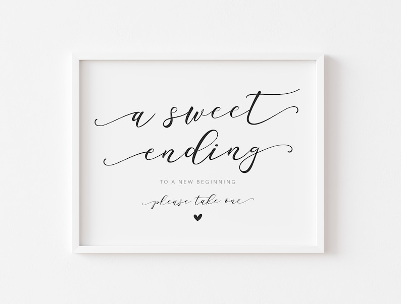 A Sweet Ending to a New Beginning - Wedding Favors Sign - Honey Favors ...