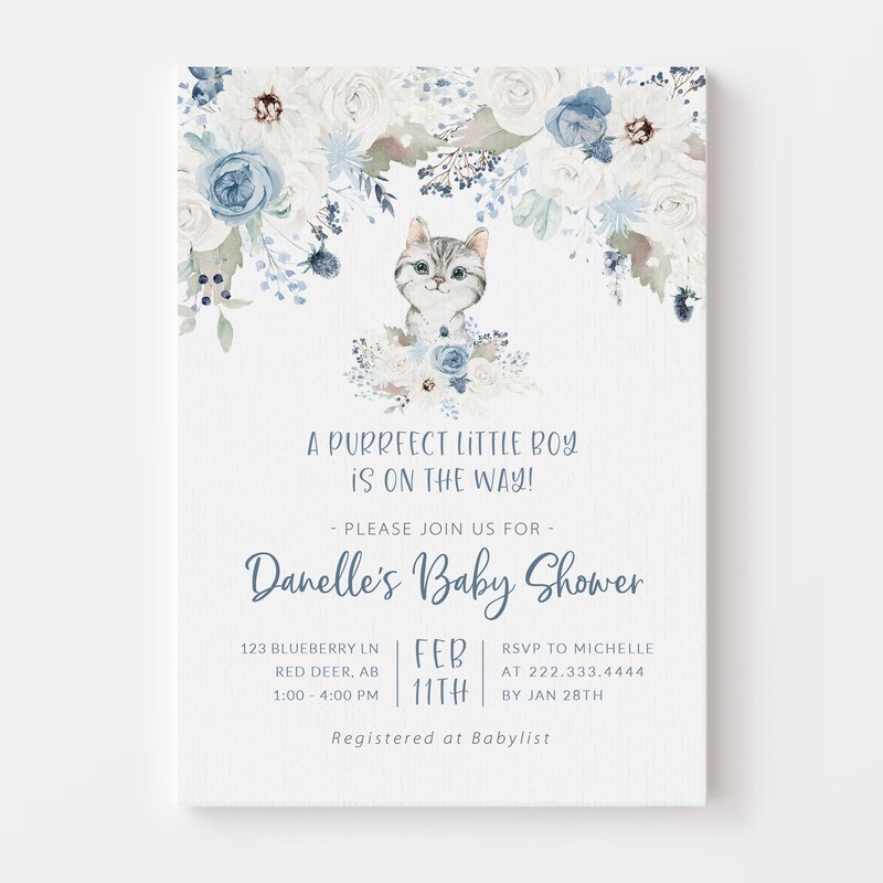 Cat Blue Boho Baby Shower - Etsy