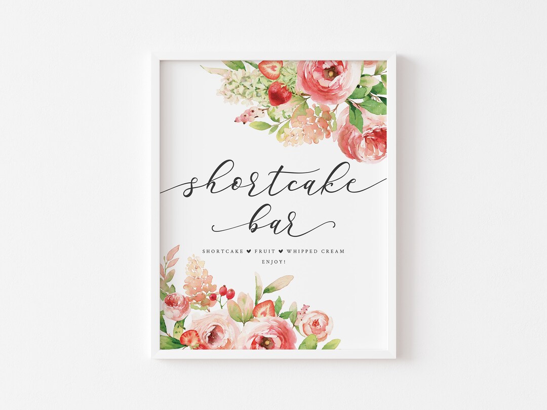 Shortcake Bar Sign - Strawberry Bridal Brunch Printable Sign ...