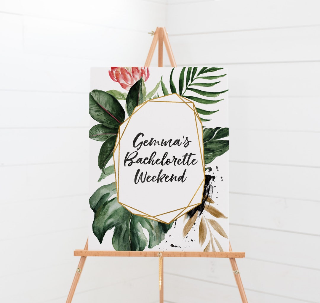 Beach Bachelorette Welcome Sign - Hen Weekend Party Sign - Tropical ...