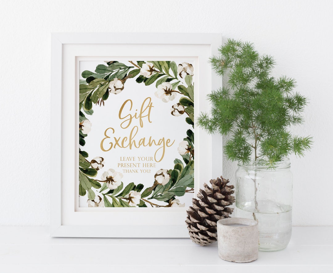 Holiday Party Gift Exchange Sign - Gift Table Sign - Christmas Party ...