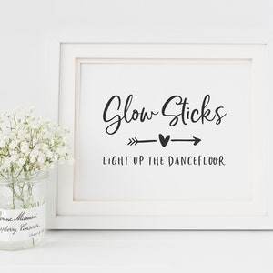 Glow Sticks Sign for Wedding - Light up the Dancefloor - Wedding Glow ...