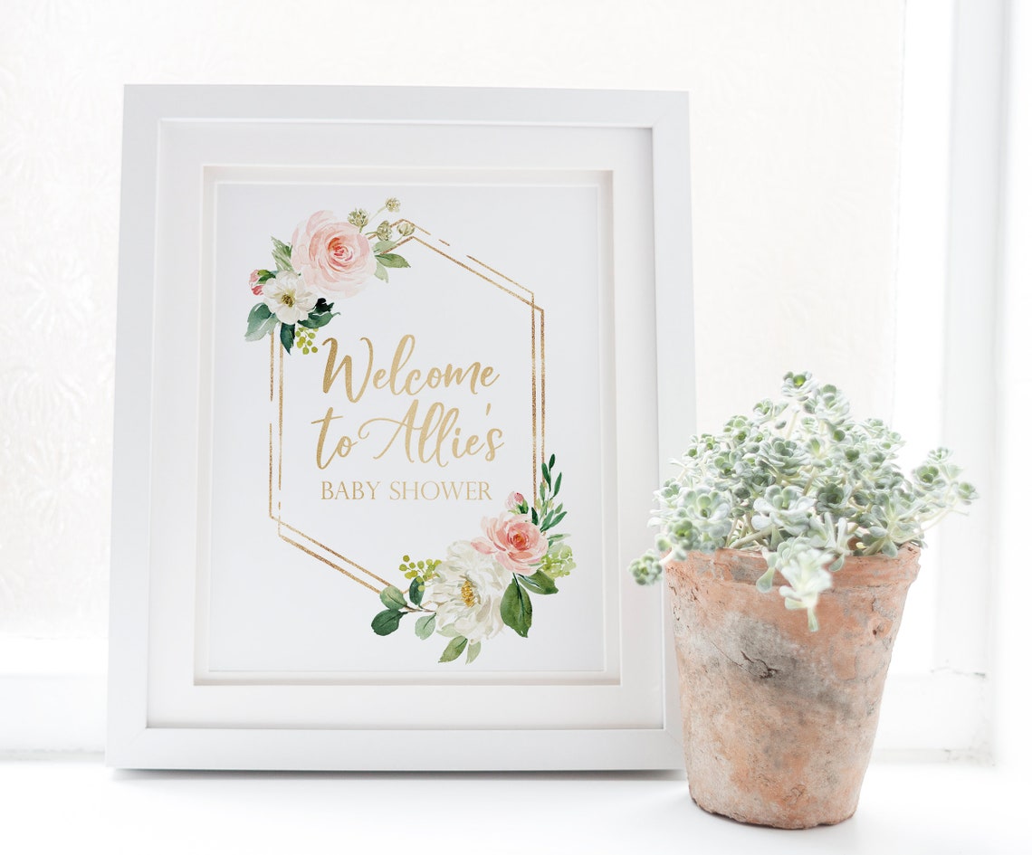 Baby Shower Welcome Sign Printable - Custom Welcome Sign - Blush and ...