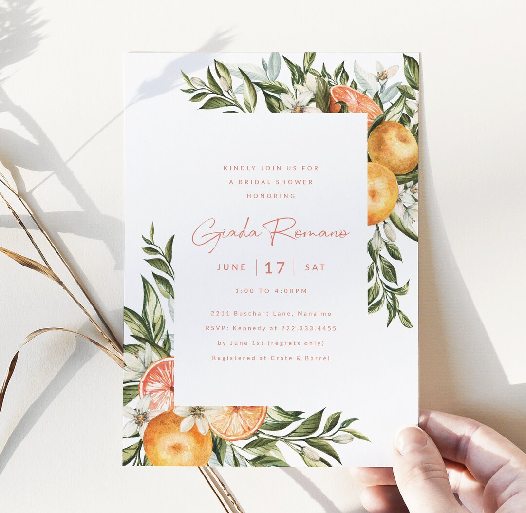 Citrus Themed Bridal Shower Invitation - Kitchen Themed Bridal Shower ...